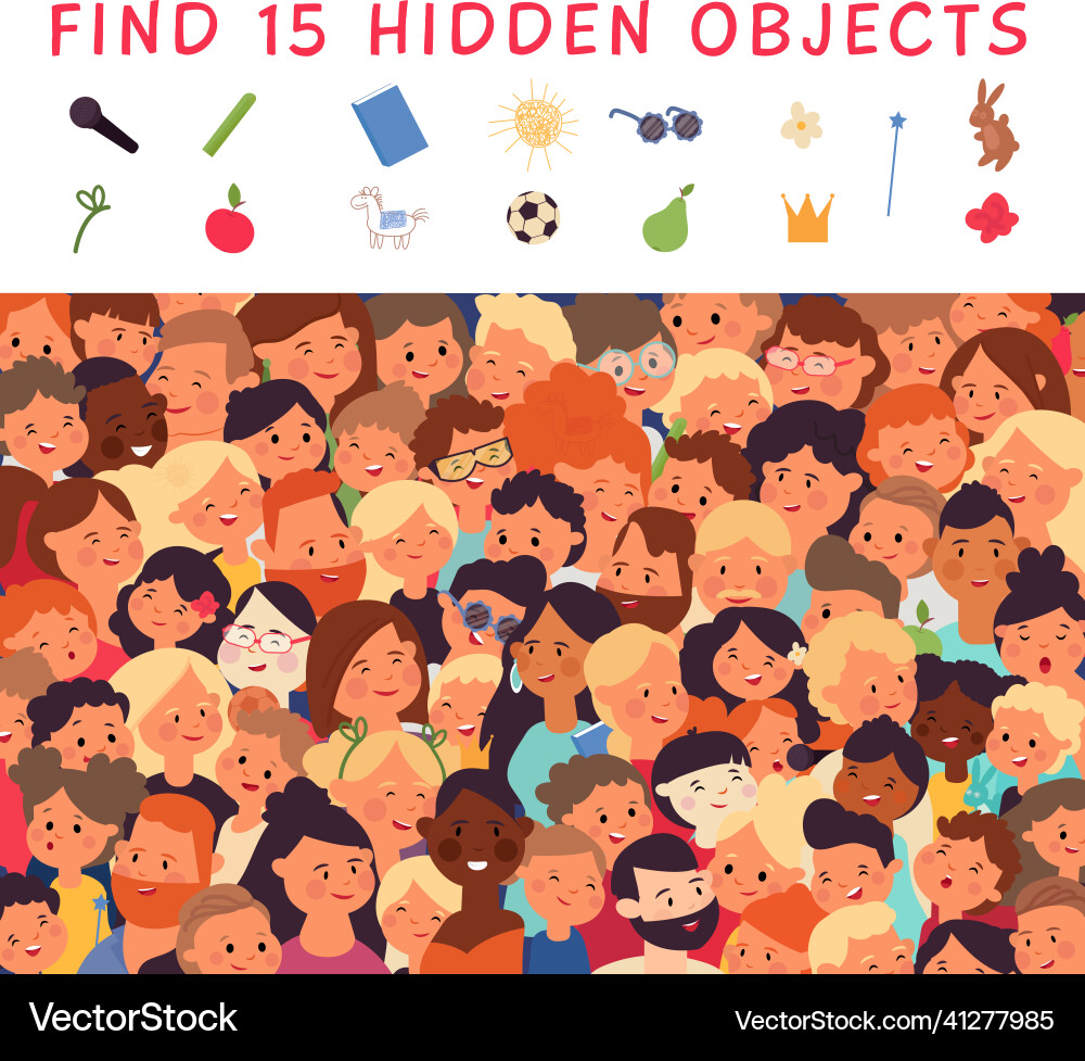 Hidden objects search items find elements Vector Image