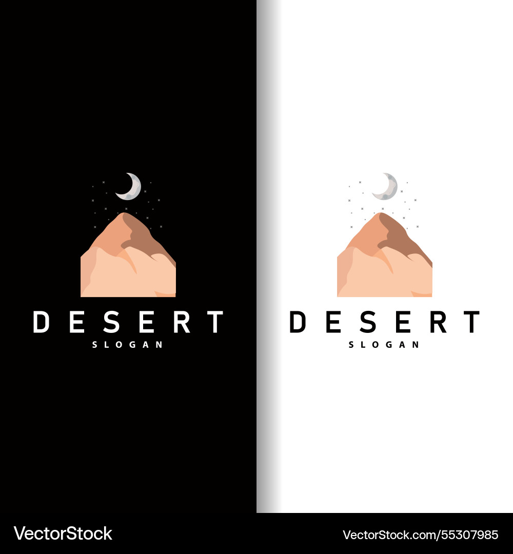 Landscape desert logo design with hills Royalty Free Vector