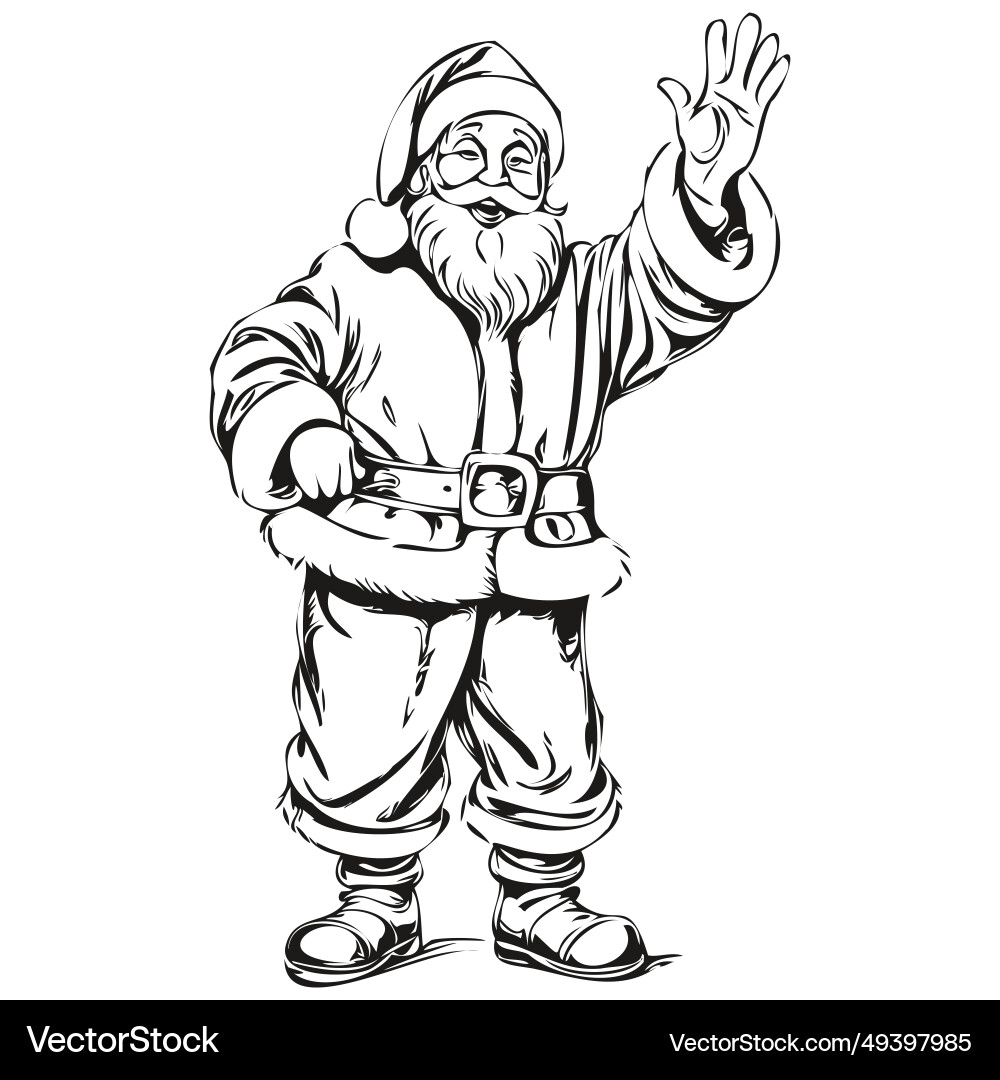 Santa claus hand-drawn engraving unique details Vector Image