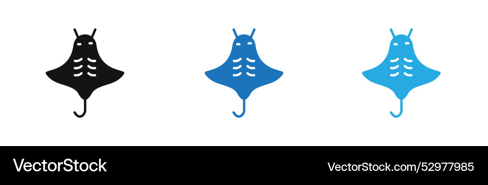 Stingray icon line art logo set Royalty Free Vector Image