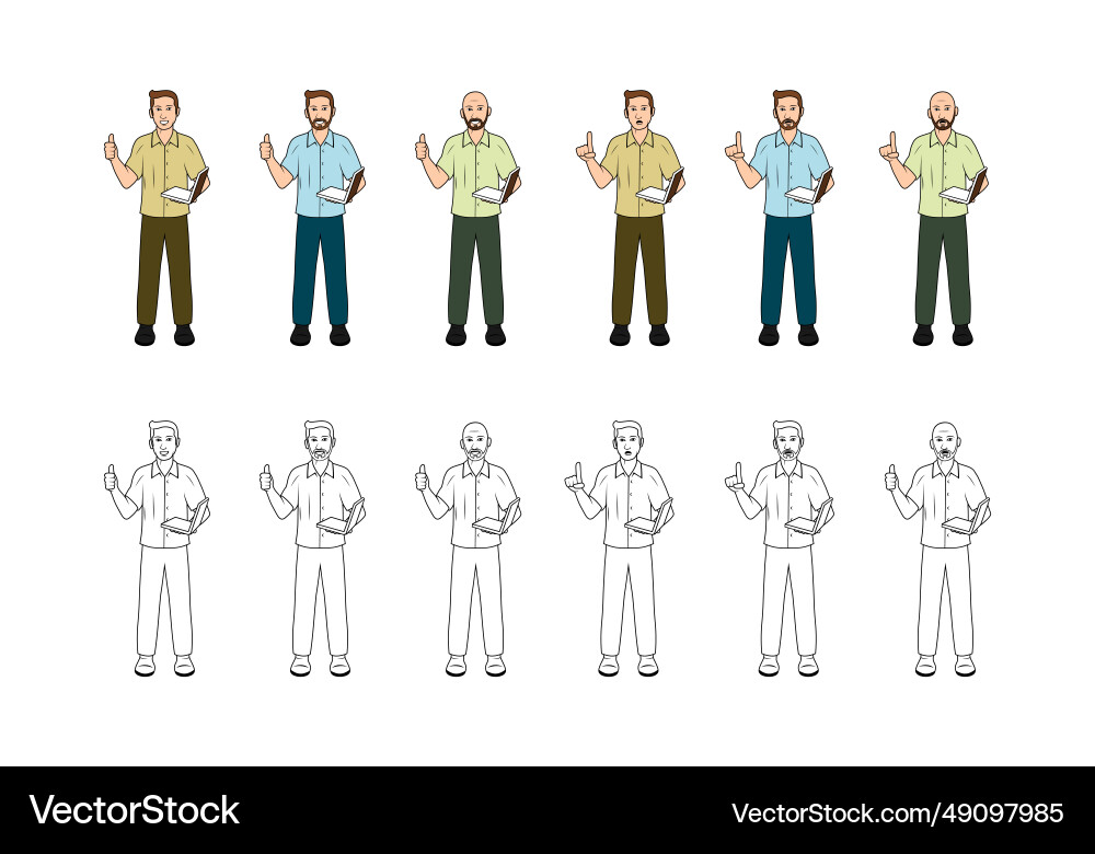 Teacher cartoon character design Royalty Free Vector Image