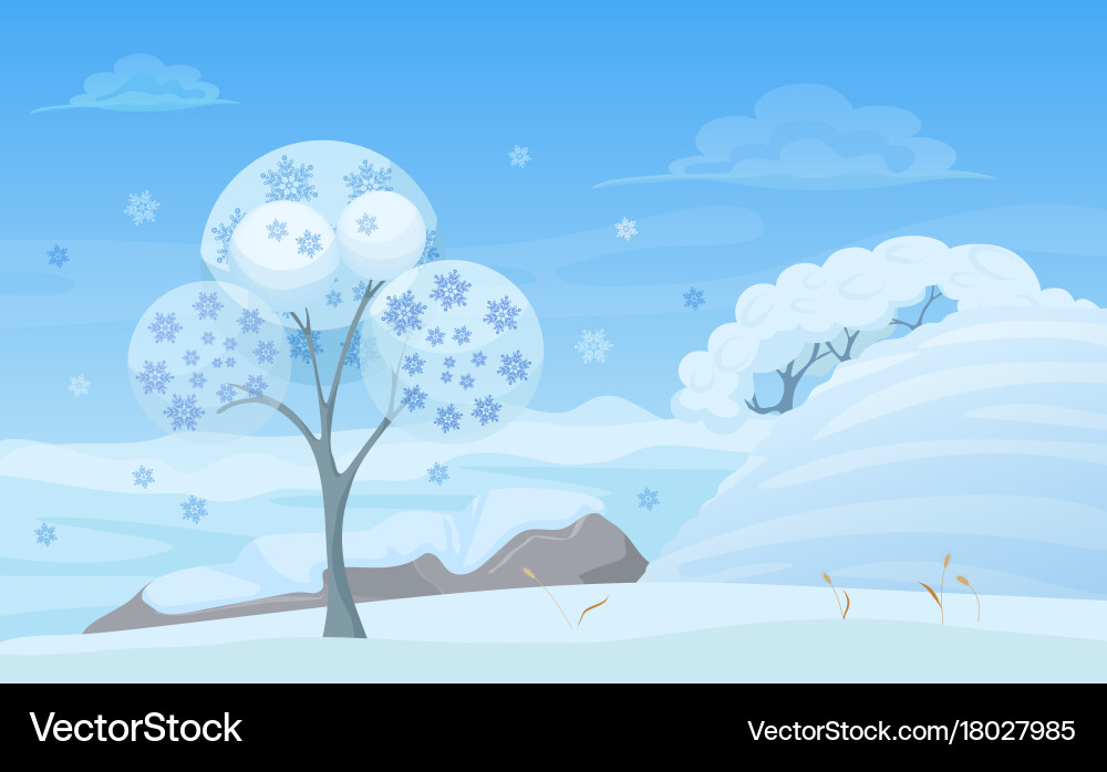 Tree in winter forest Royalty Free Vector Image