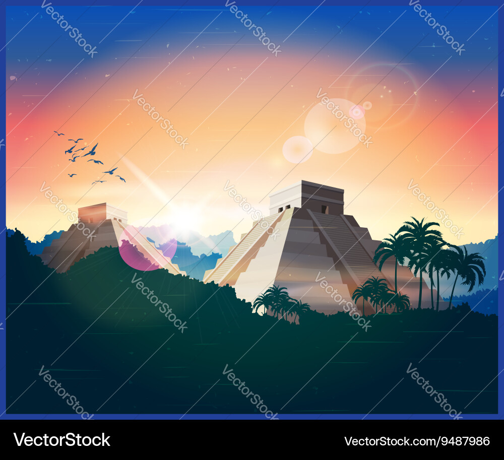 Ancient mayan pyramids Royalty Free Vector Image