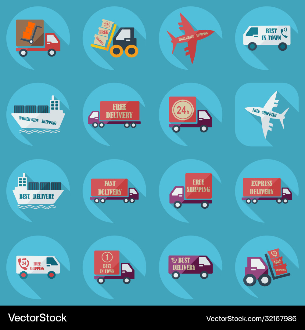 Assembly icons transport delivery set Royalty Free Vector