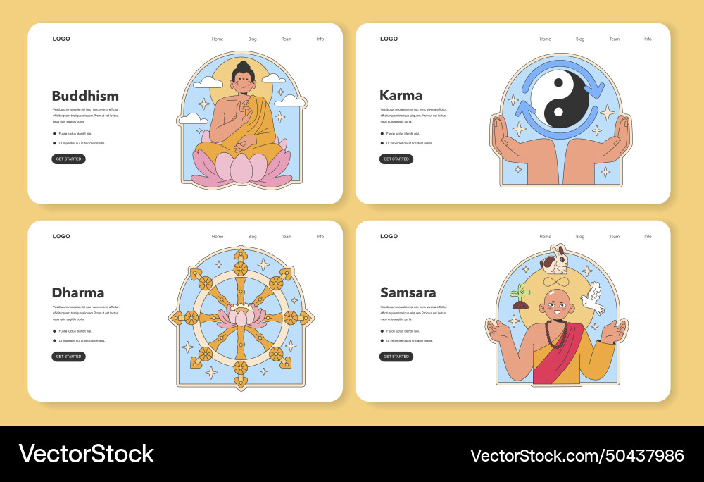 Buddhism concept set flat Royalty Free Vector Image