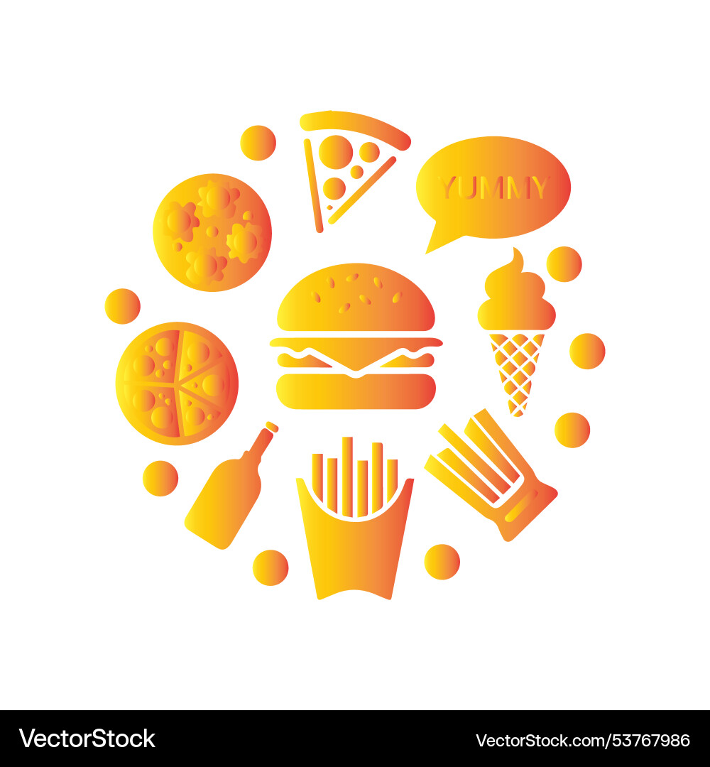 Burger and pizza food icon set design Royalty Free Vector