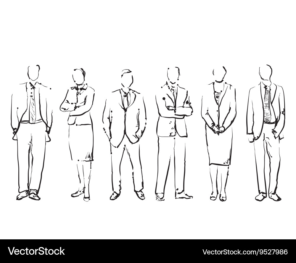 Hand Drawn Business People Sketch Royalty Free Vector Image