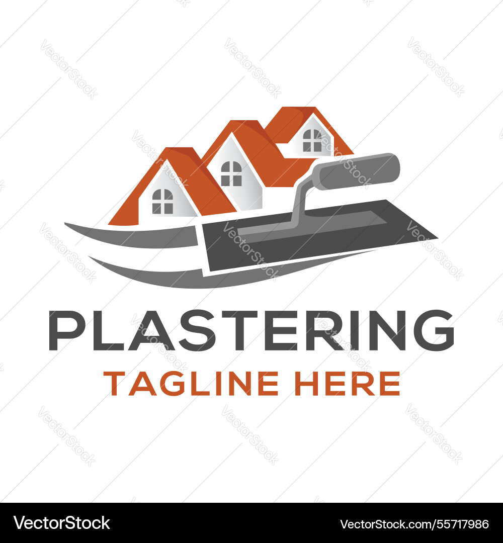 House plastering logo design template Royalty Free Vector