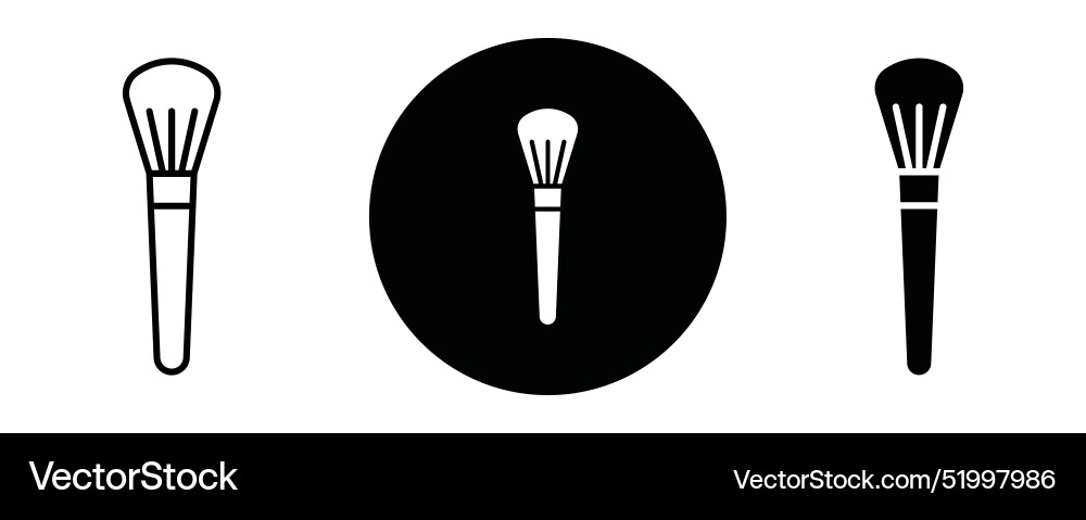 Inclined makeup brush outline icon collection Vector Image