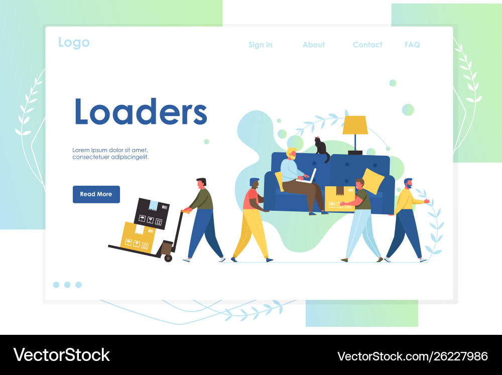 Loaders website landing page design Royalty Free Vector