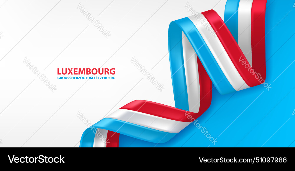 Luxembourg 3d ribbon flag Royalty Free Vector Image