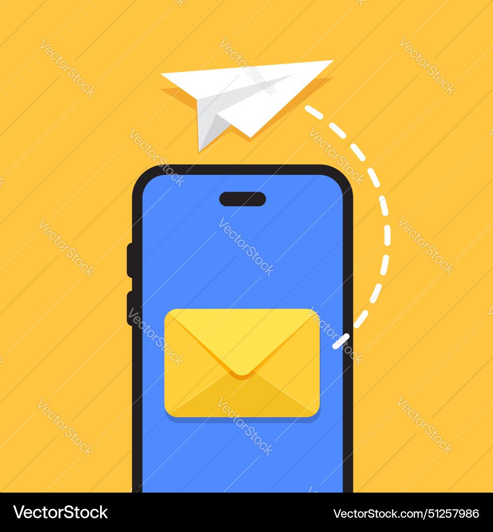Send email from smartphone icon in flat style Vector Image
