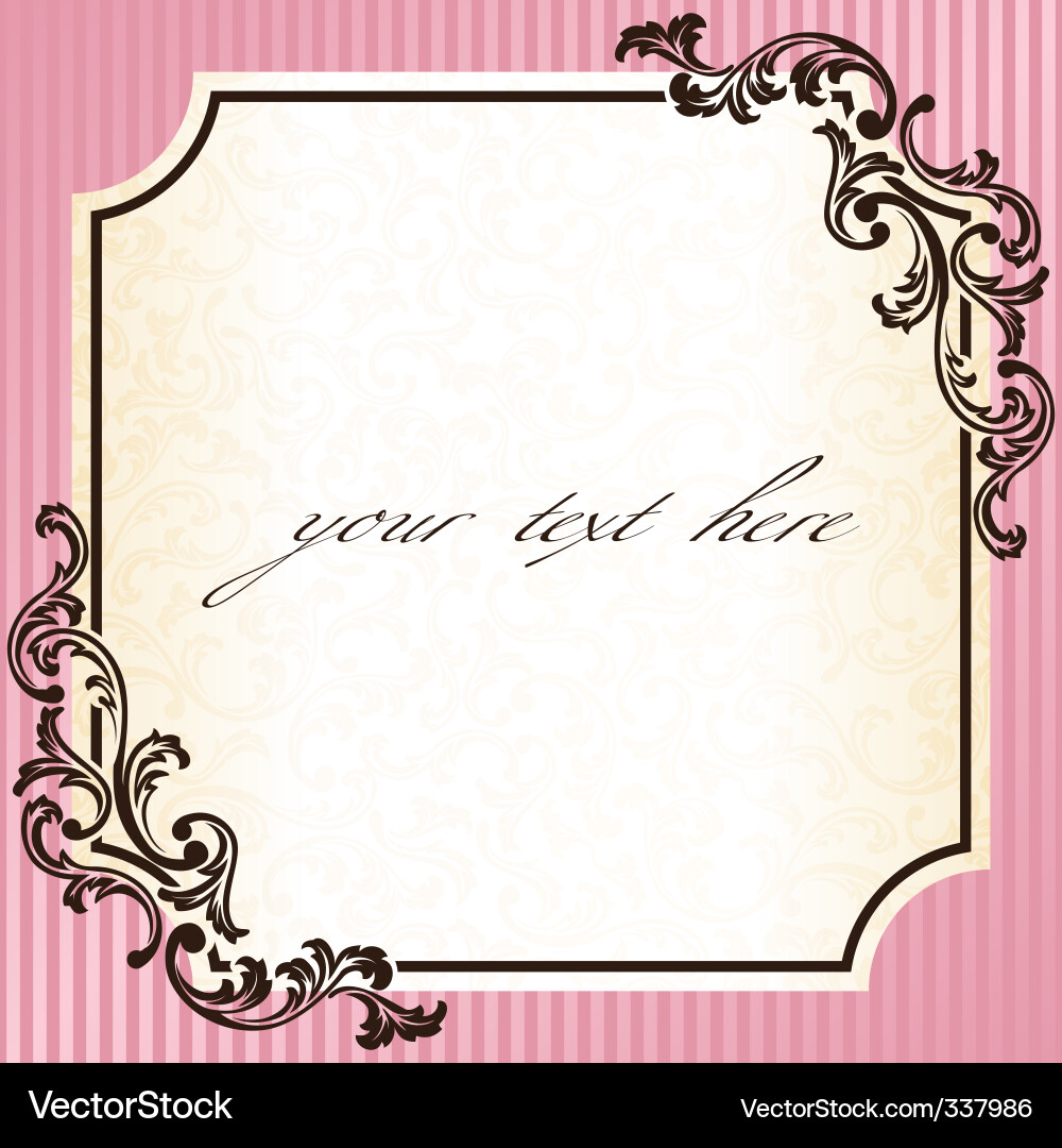 Vintage rococo frame in pink Royalty Free Vector Image