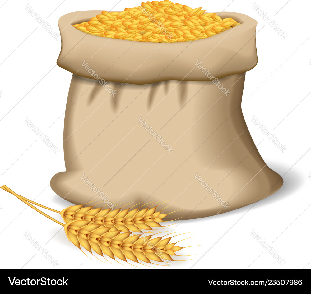 Wheat sack icon realistic style Royalty Free Vector Image
