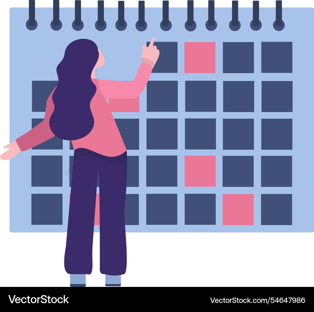 Woman planning schedule on calendar icon Vector Image
