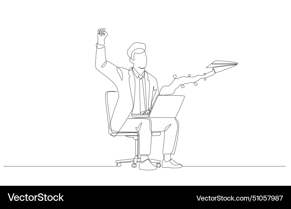 Businessman submitting work as paper plane Vector Image