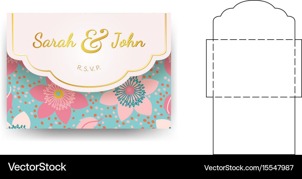 Envelope wedding invitation template Royalty Free Vector