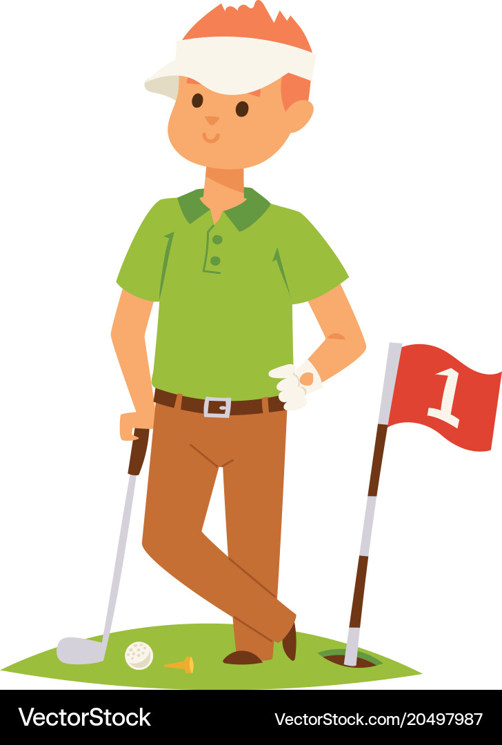 Golf player man and accessories golfing Royalty Free Vector