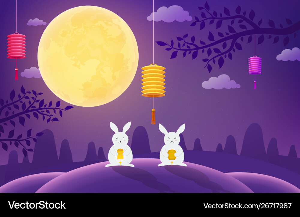 Mid-Autumn Festival Rabbits Royalty Free Vector Image