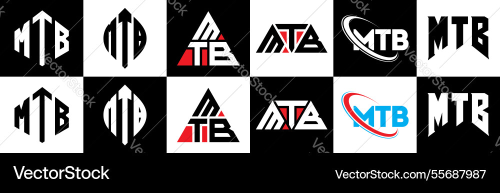 Mtb letter logo design in six style polygon Vector Image