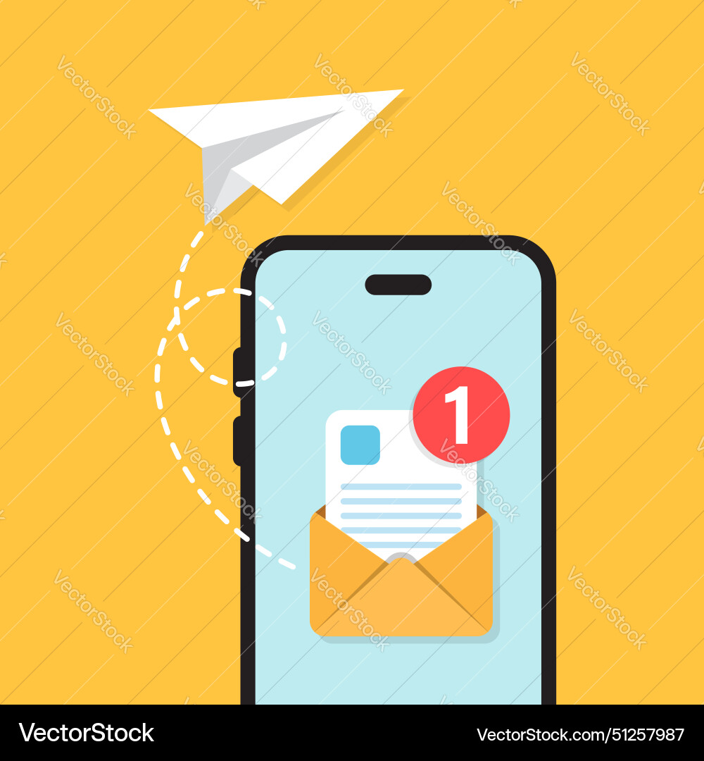 Send email from smartphone icon in flat style Vector Image