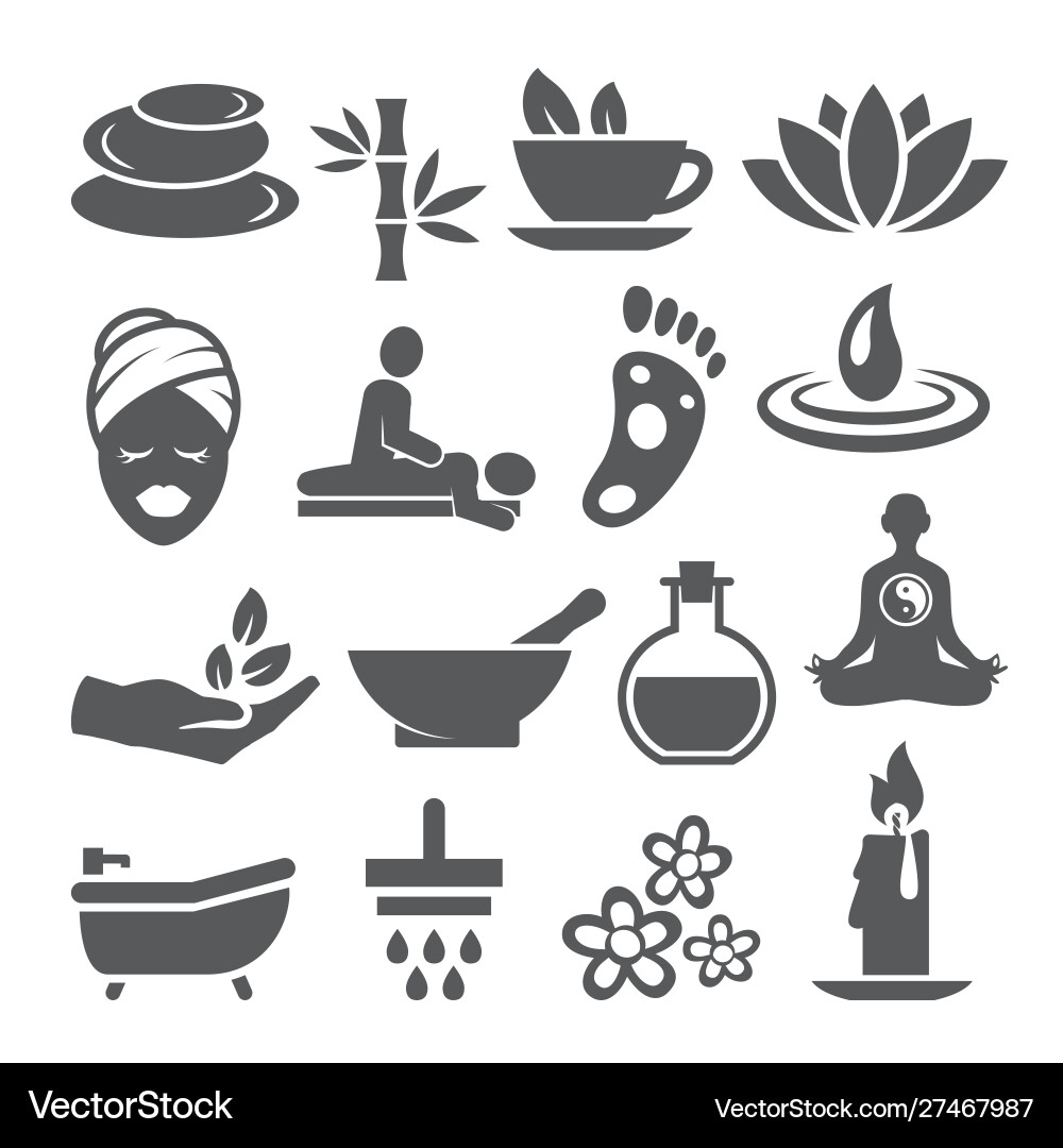 Spa icons set on white background Royalty Free Vector Image