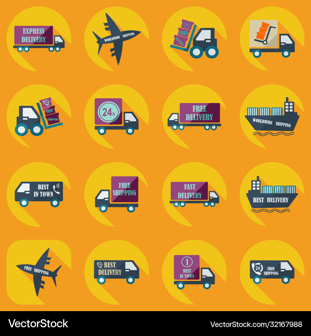 Assembly icons transport delivery set Royalty Free Vector