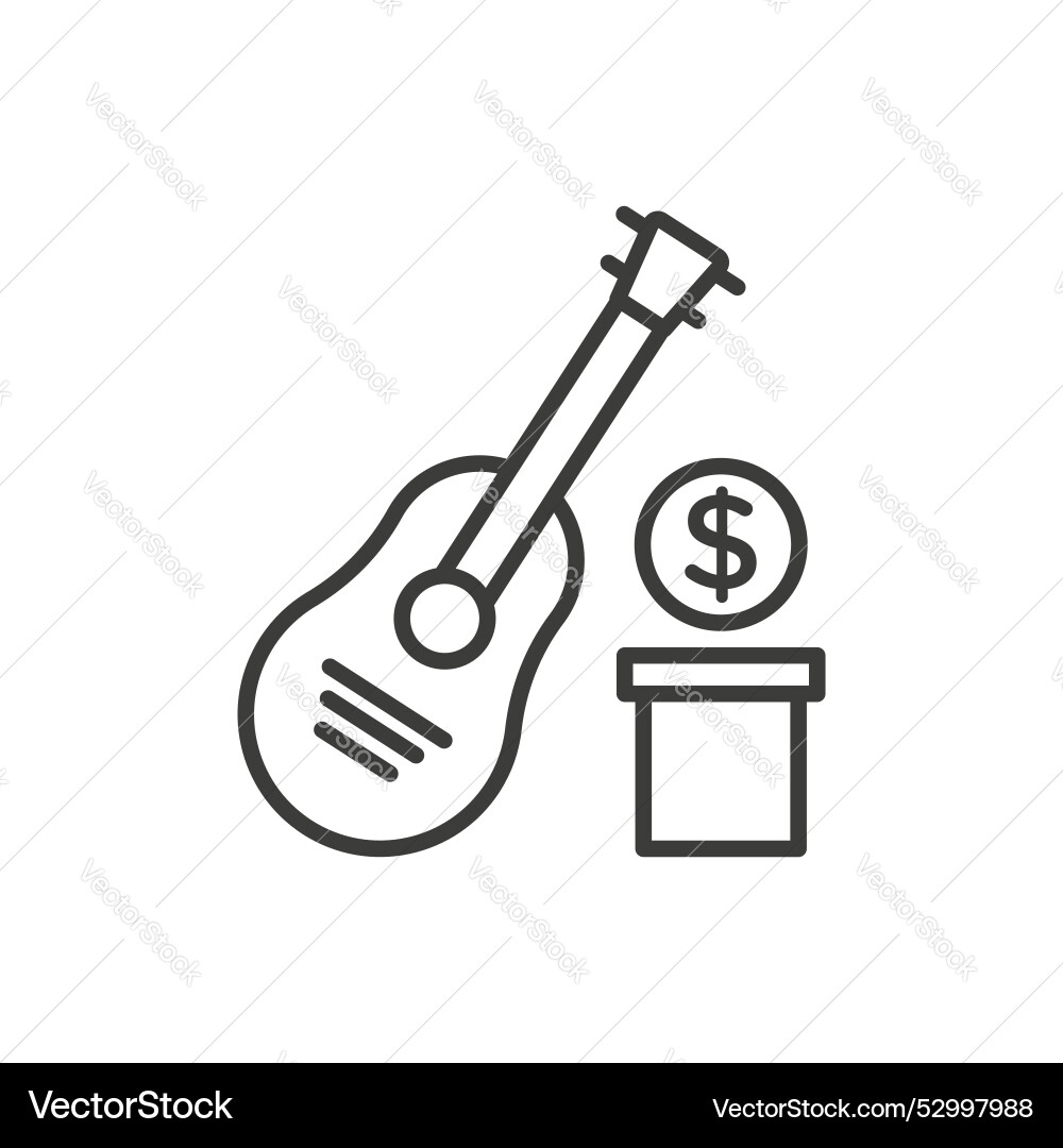 Busking icon set in black filled and outlined Vector Image