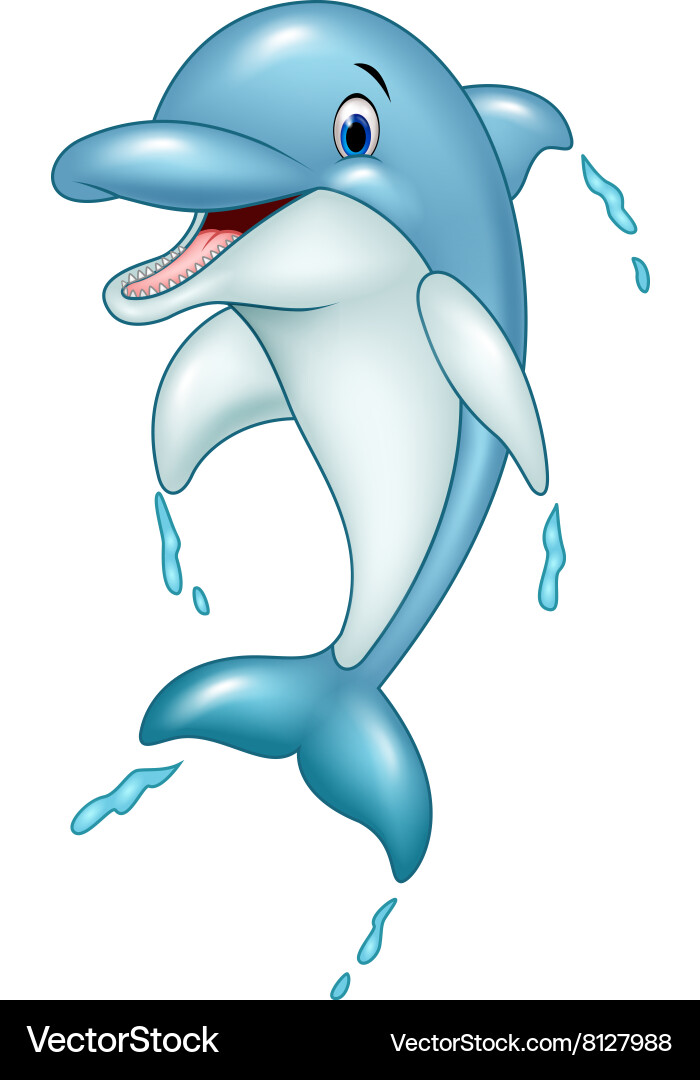 Cartoon dolphin jumping Royalty Free Vector Image