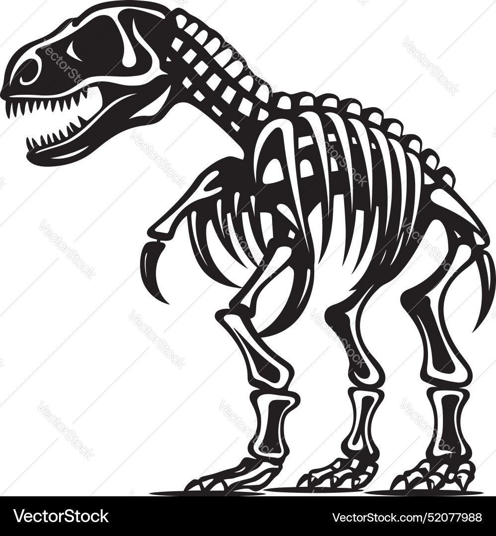 Dino dynasty t rex skeleton emblem prehistoric Vector Image