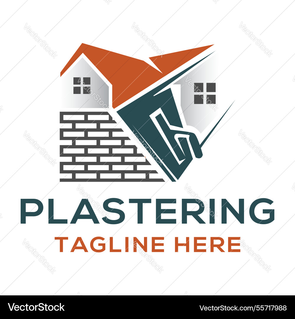 House plastering logo design template Royalty Free Vector