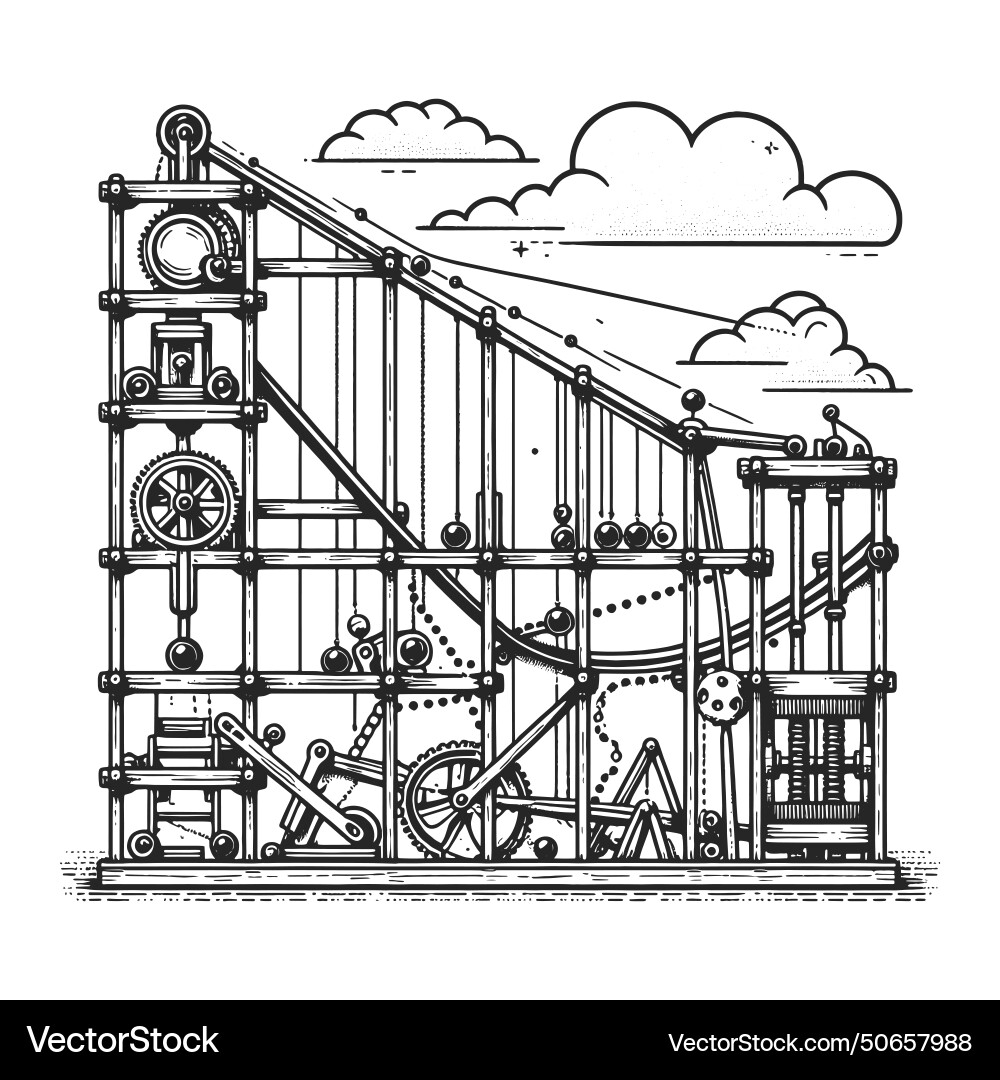 Intricate industrial machinery sketch Royalty Free Vector