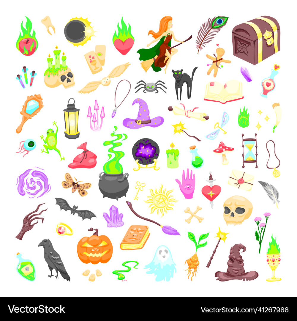 Magic accessories set Royalty Free Vector Image