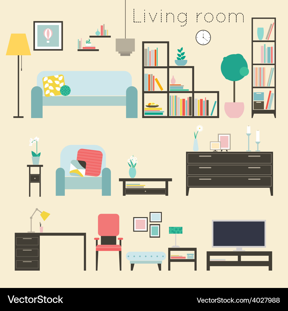 Modern Living Room Decor Royalty Free Vector Image