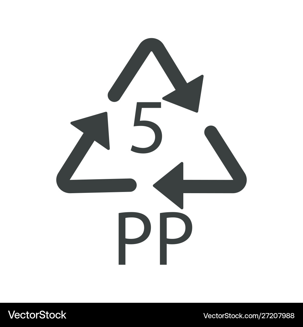 Pp 5 plastic recycling symbol polypropylene sign Vector Image