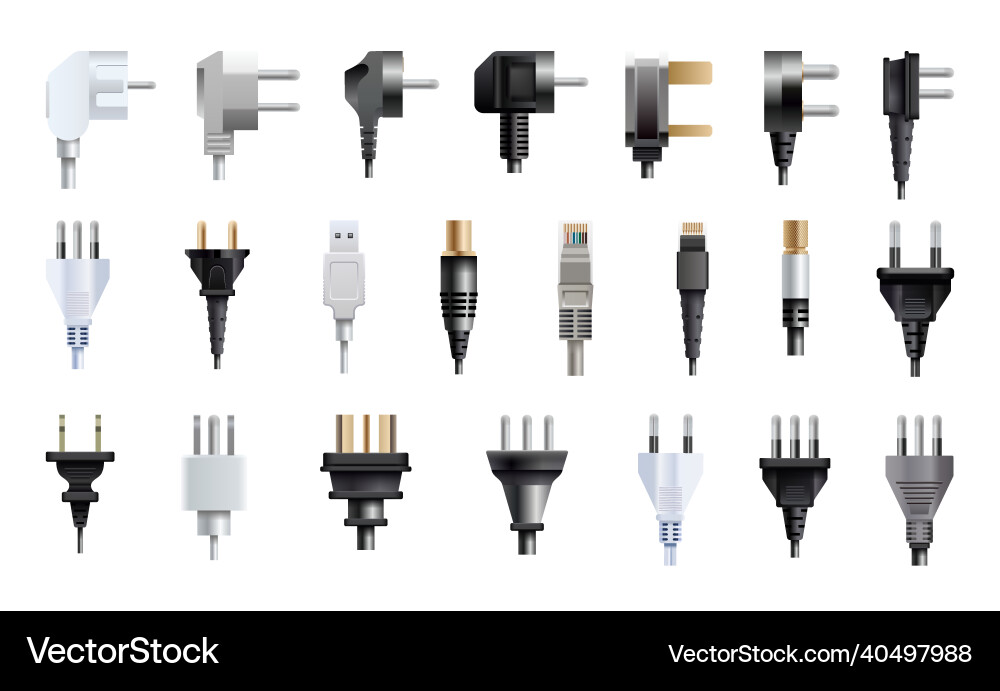 Set von Steckern und Steckverbindern Lizenzfreier Vektor