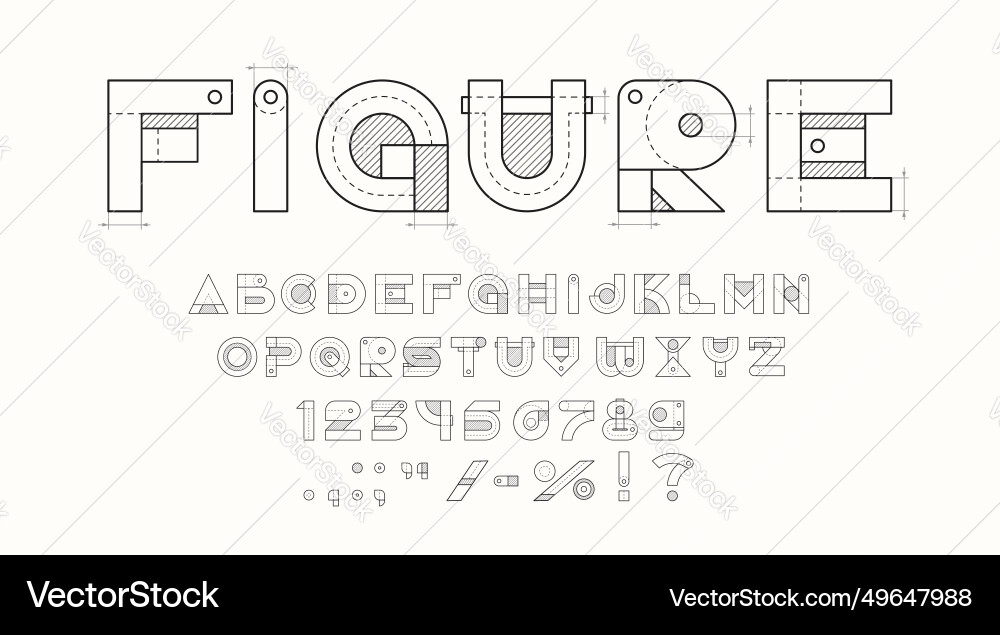 Technische Schriftart Architekt Schriftart Alphabet