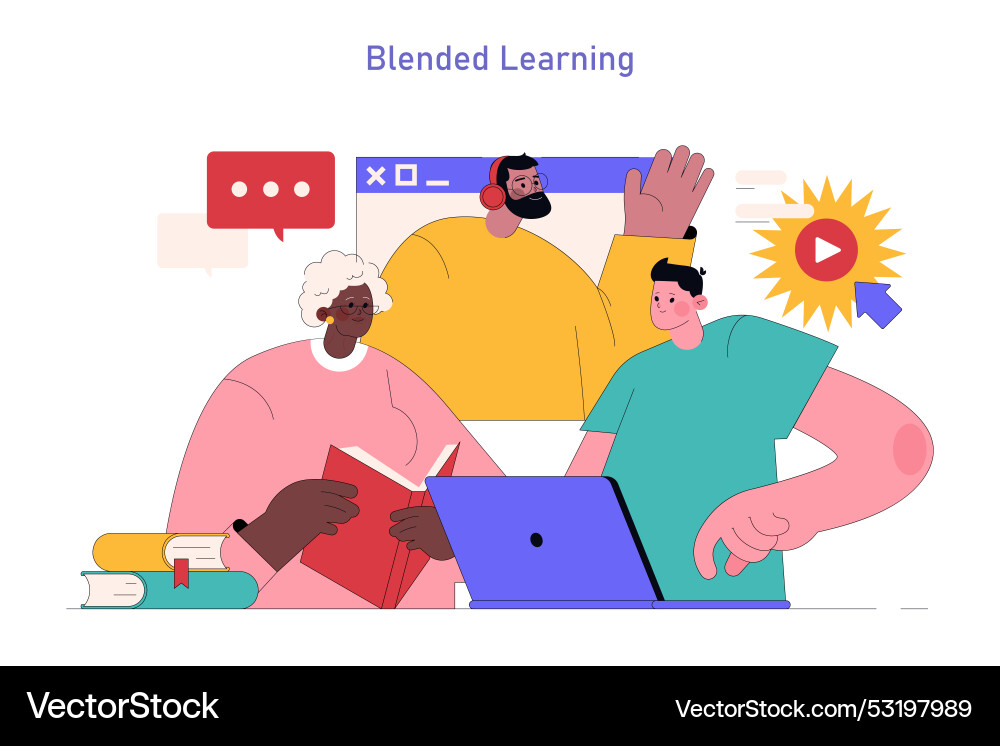 Adult education flat Royalty Free Vector Image