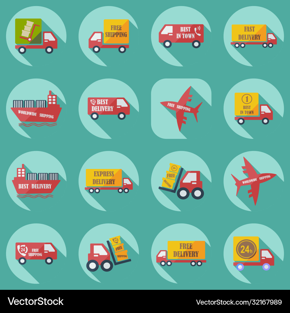 Assembly icons transport delivery set Royalty Free Vector