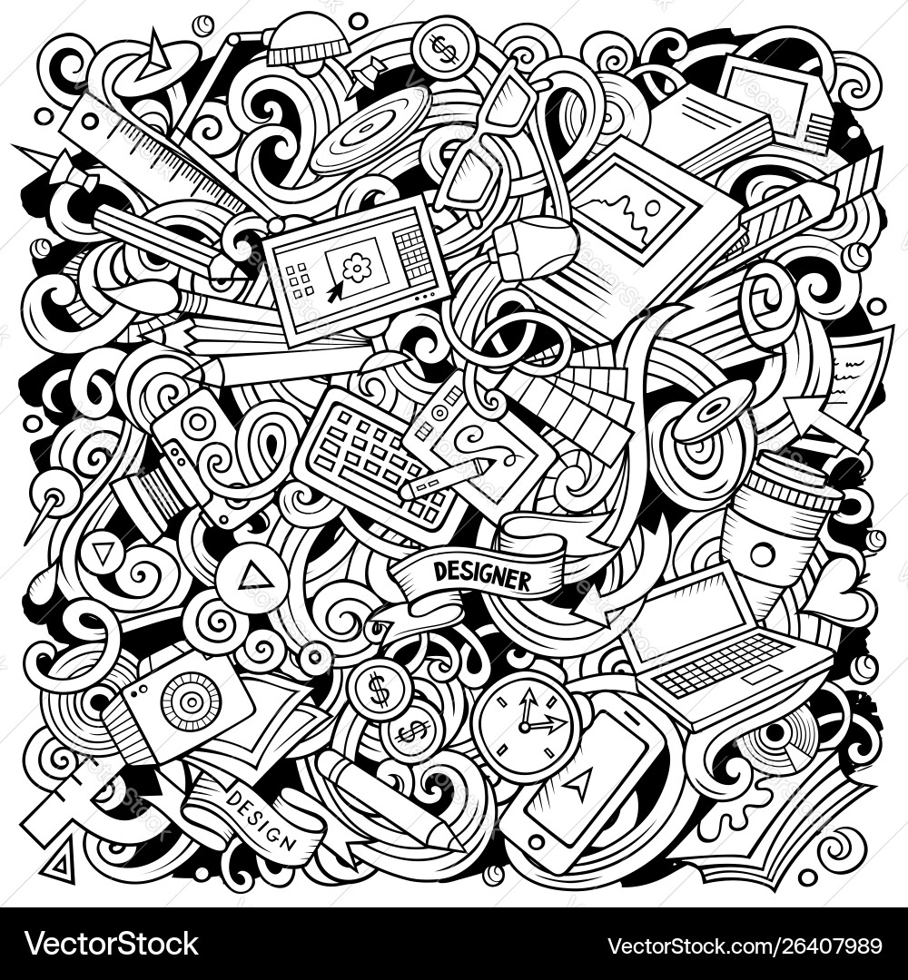 Cartoon doodles art and design Royalty Free Vector Image