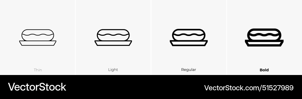 Eclair icon thin light regular and bold style Vector Image