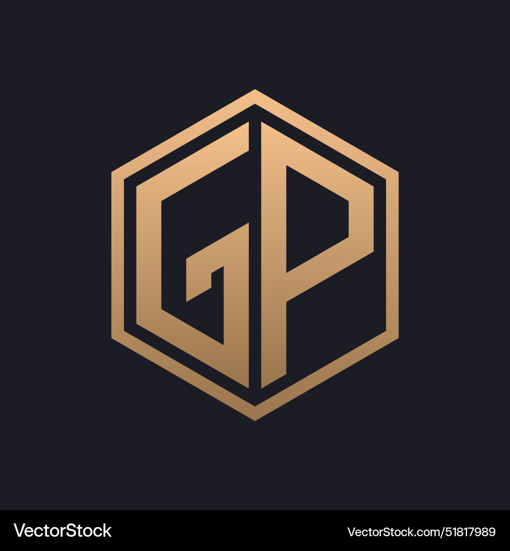 Elegant hexagon letter gp logo design initial Vector Image