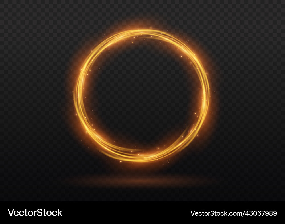 Glow neon circle ring orange flame light swirl Vector Image