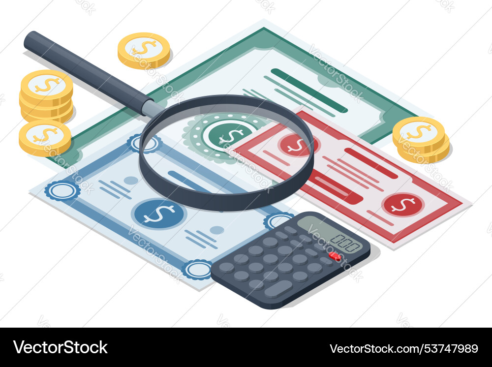 Isometric treasury bonds t-bonds municipal Vector Image