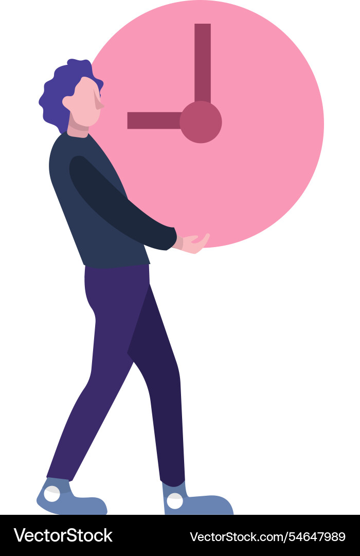 Man holding clock time management icon Royalty Free Vector