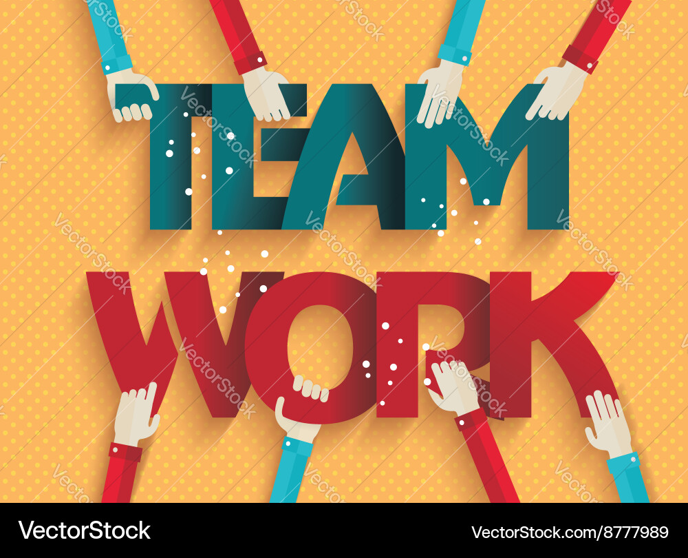 Teamwork Hands Retro Style Royalty Free Vector Image