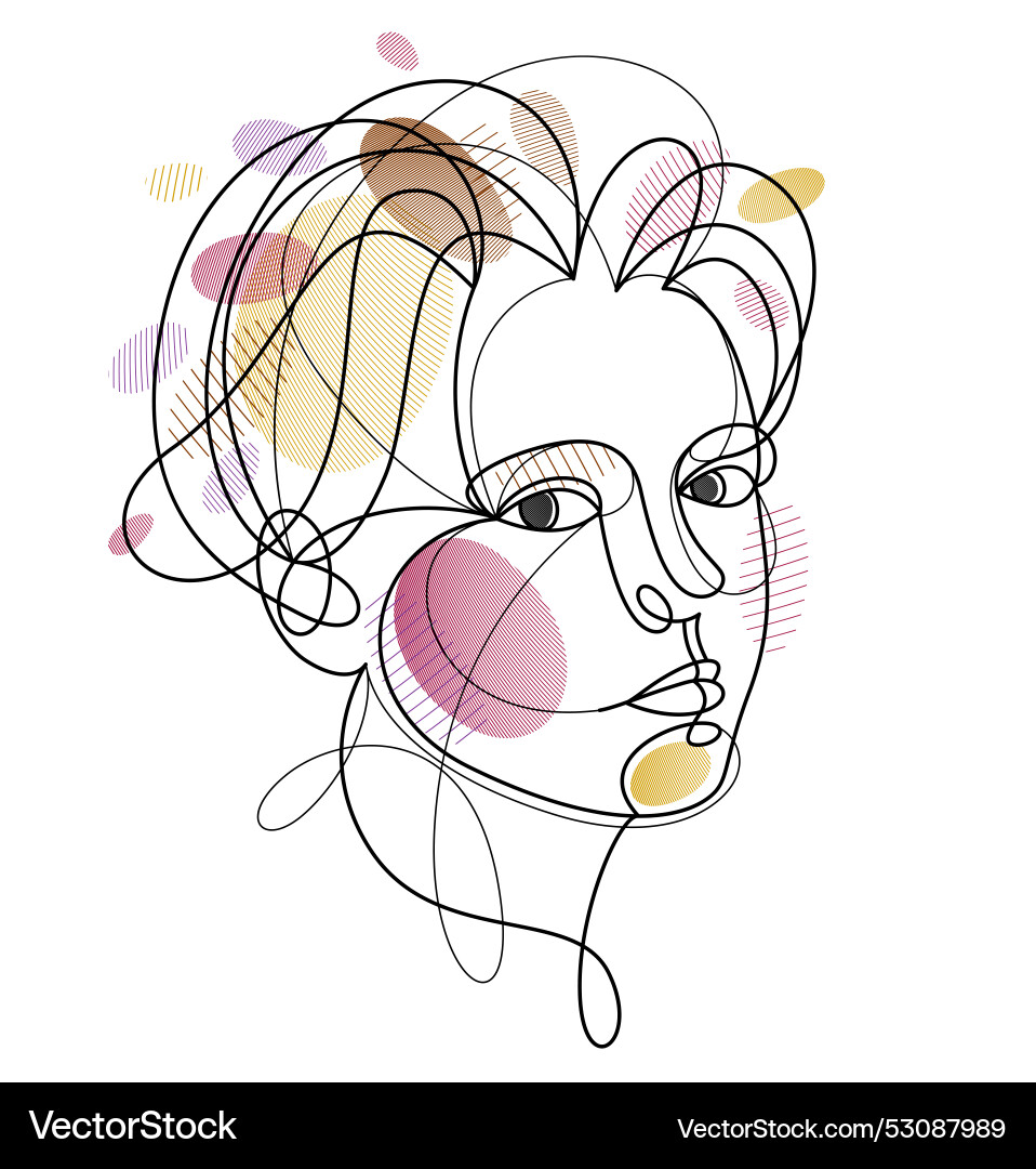 Woman beauty face linear delicate line art Vector Image