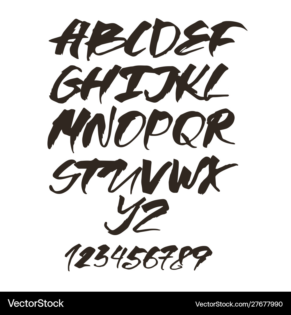 Alphabet letters black handwritten font drawn Vector Image