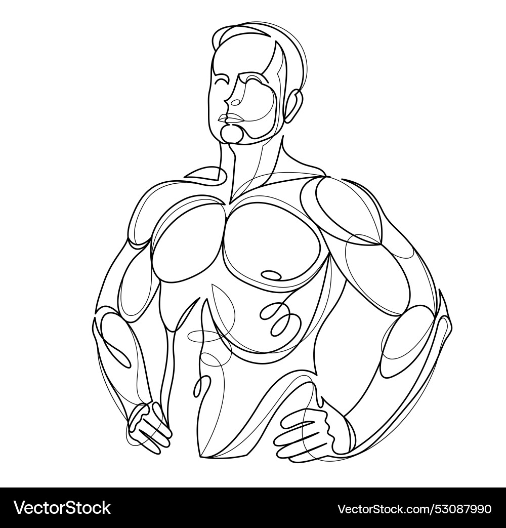 Athletic man torso linear male beauty Royalty Free Vector
