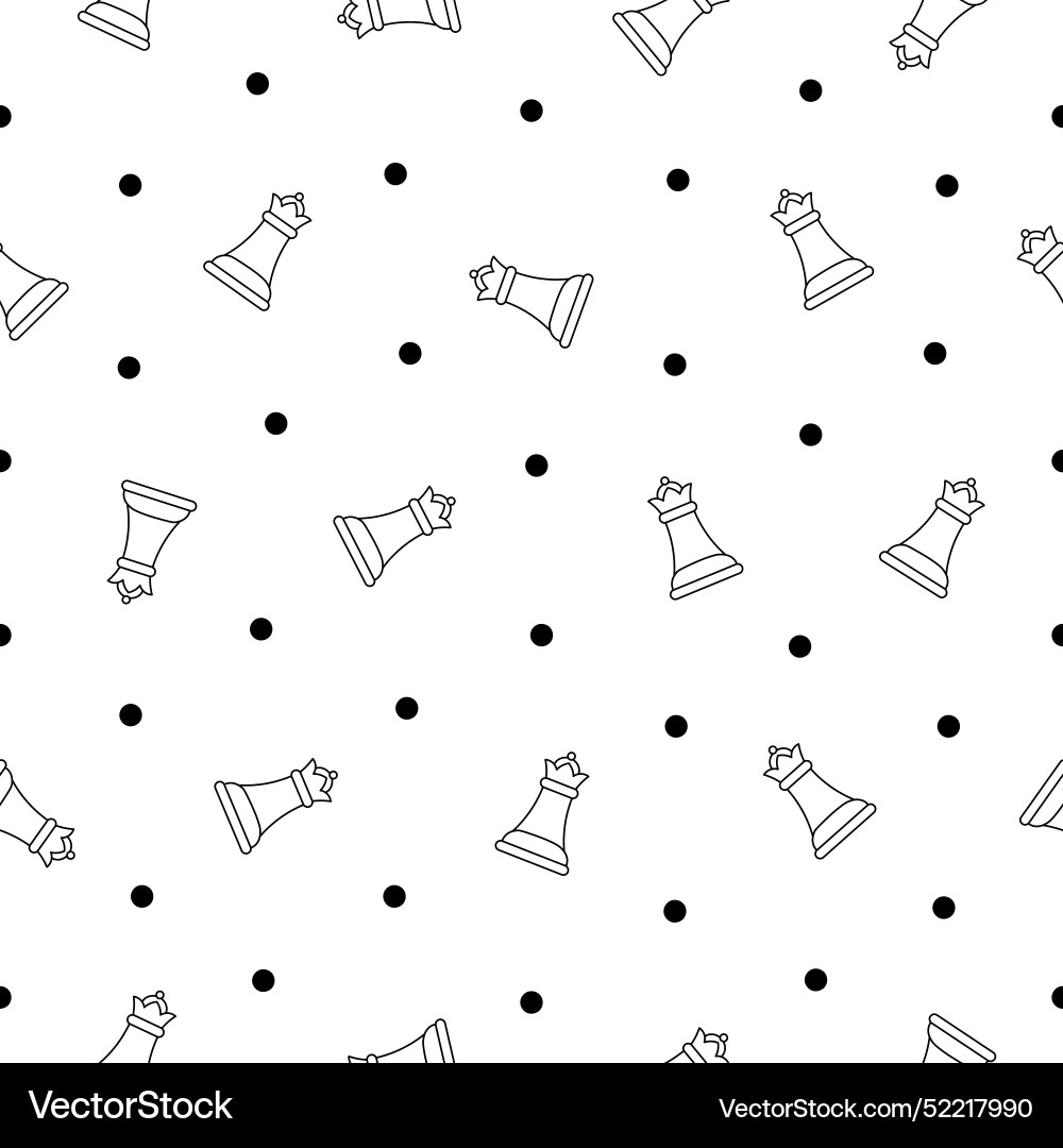 Chess pieces seamless pattern coloring page Vector Image